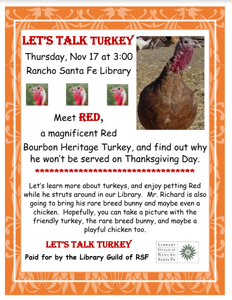 LET'S TALK TURKEY!!! - Library Guild of Rancho Santa Fe