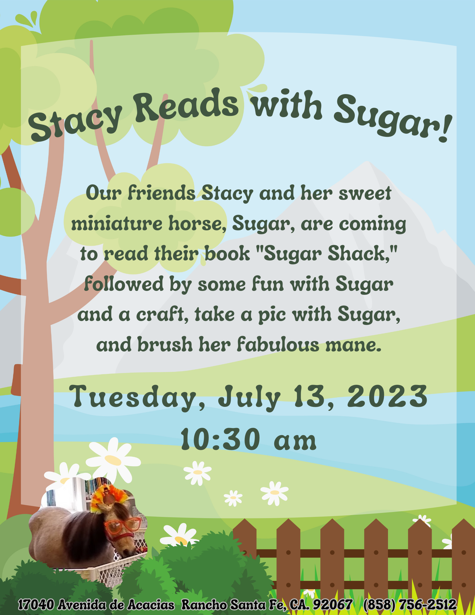 Stacy Reads with Sugar - Library Guild of Rancho Santa Fe